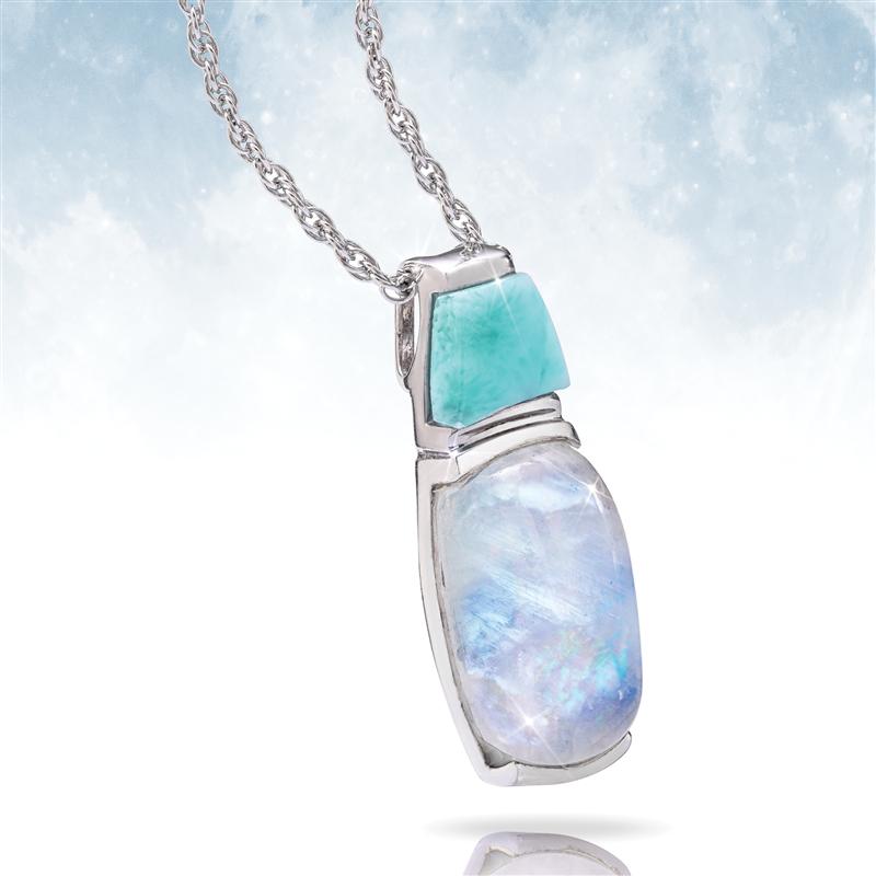 Moonstone and Larimar Pendant