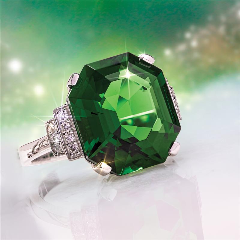 Fancy Elevation Helenite & Diamond Ring
