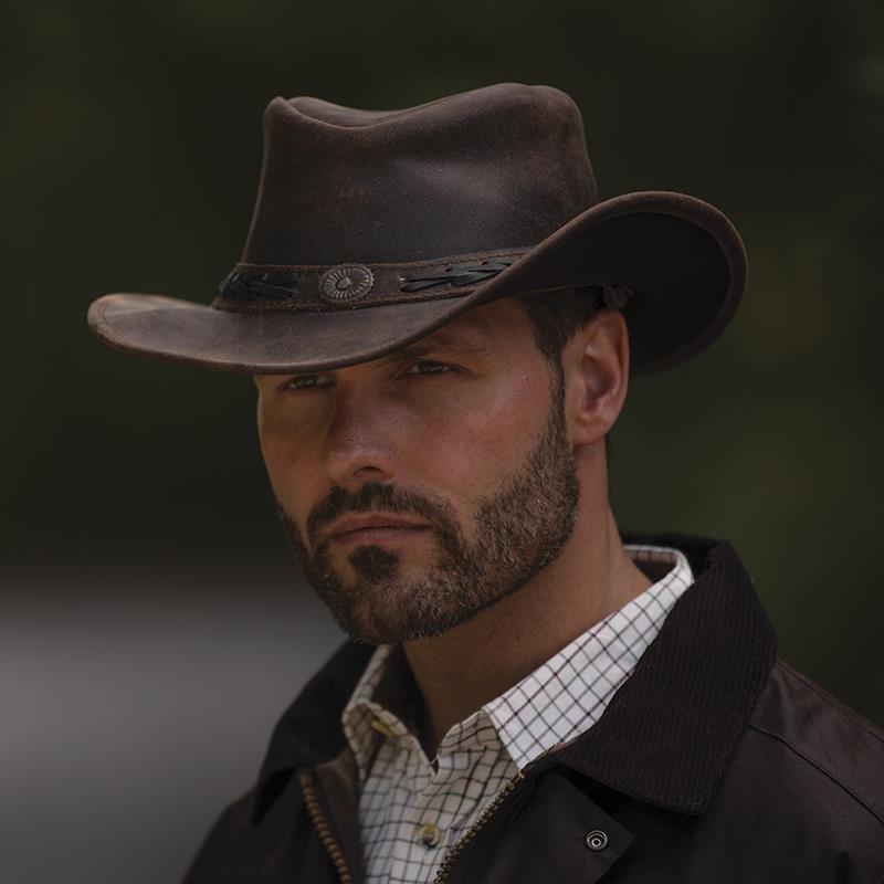 Leather Cowhide Outback Antique Explorer Hat