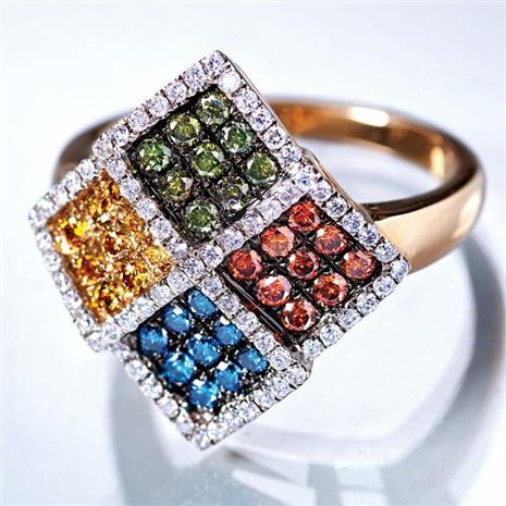 14k Gold & Colored Diamond Prism Ring (1 Ctw) | Gedoo